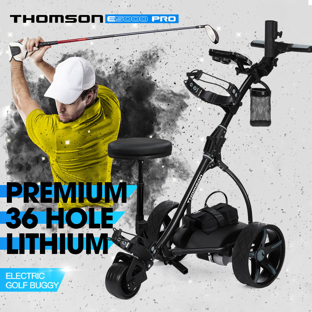 THOMSON E5000 Pro Lithium Golf Buggy | 36 Hole | 12kg | Easy Fold | El ...