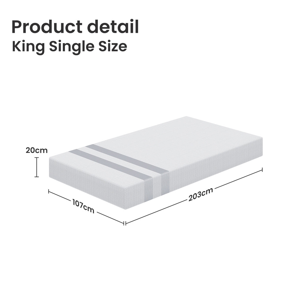 20cm King Single Reversible Gel Memory Foam Mattress BedStory Medium S ...