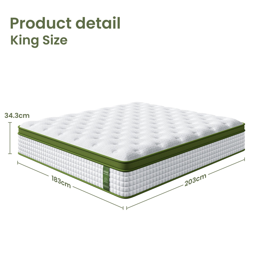 BedStory 34cm King Latex Hybrid Mattress Medium Firm - 5 Zone Pocket S ...