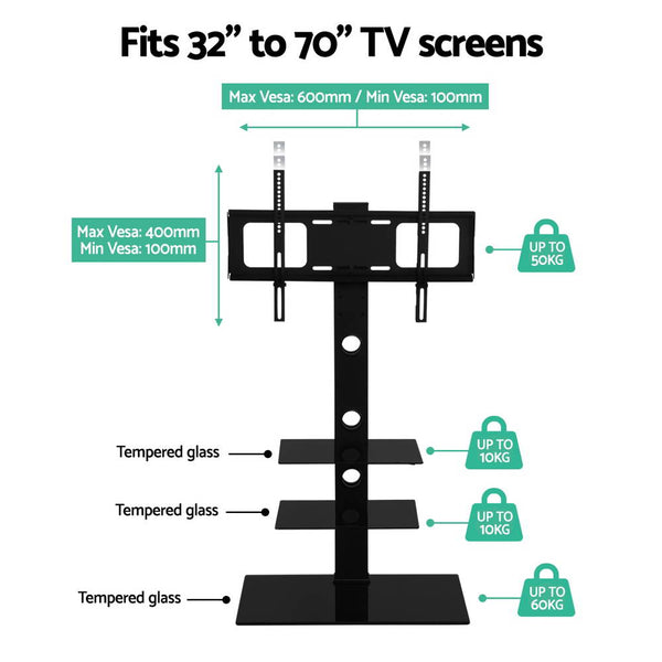 Floor TV Stand Bracket Mount | Swivel Height Adjustable | 32 to 70 Inc ...